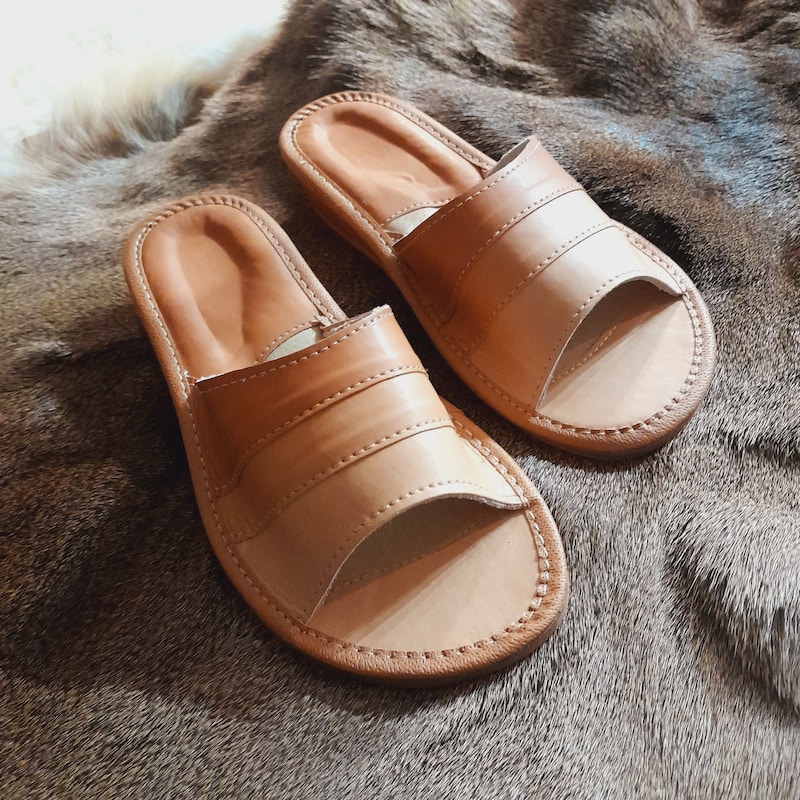 Leather Slippers - Etsy
