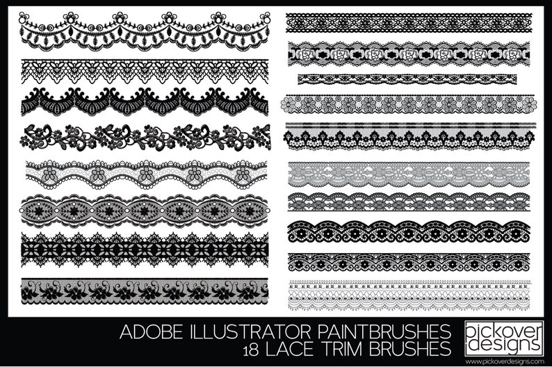 18 Lace Brushes for Adobe Illustrator. Vector Paint Brushes for Art ...