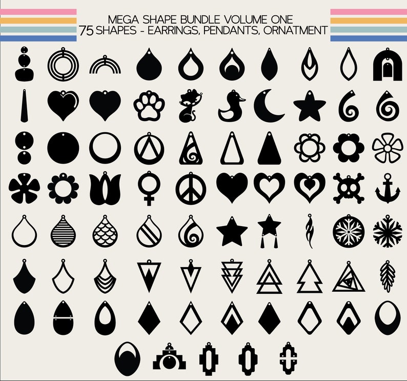 Mega Bundle 75 DIE CUT SHAPES- Digital Files for Earrings, Pendants ...