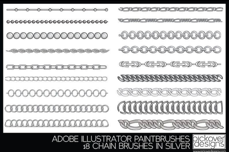 18 Chain Brushes for Adobe Illustrator. Vector Brushes for Art, Fashion Flats, and Fashion ...