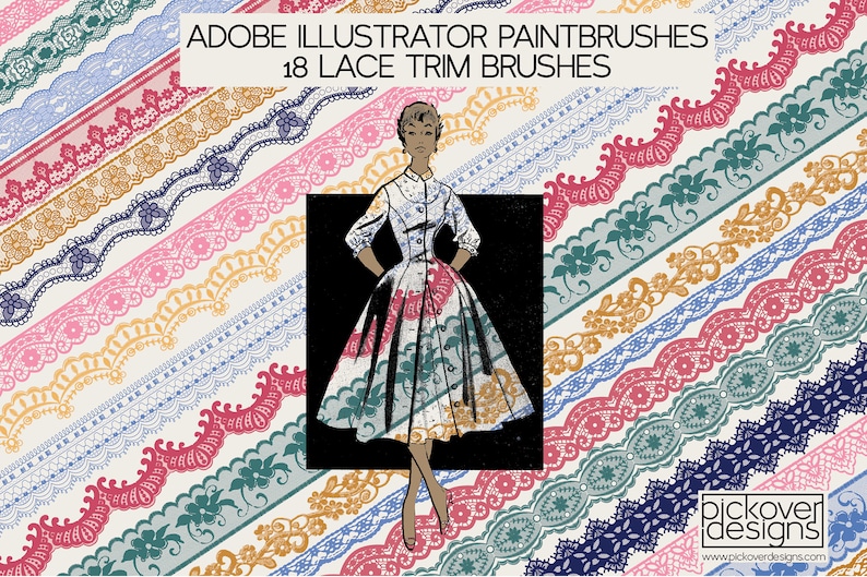 18 Lace Brushes for Adobe Illustrator. Vector Paint Brushes for Art ...