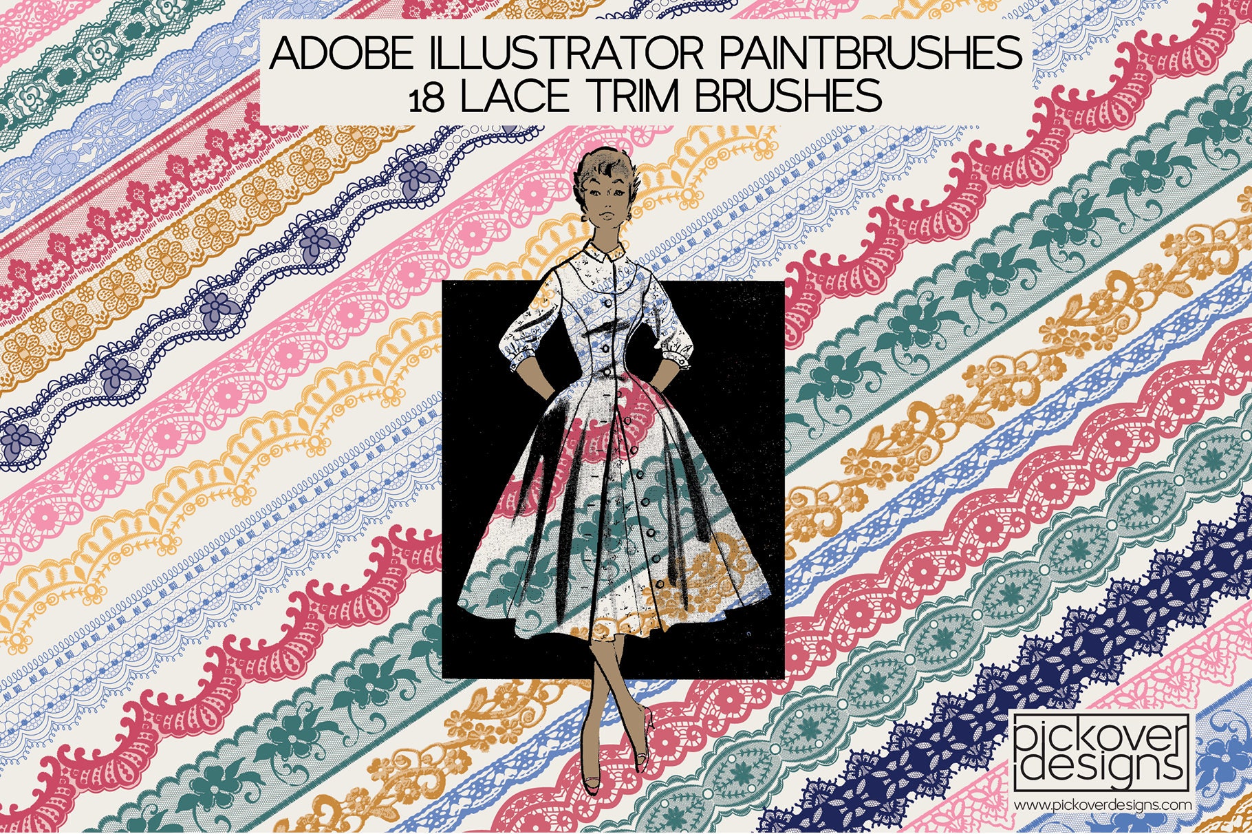 18 Lace Brushes for Adobe Illustrator. Vector Paint Brushes for Art ...