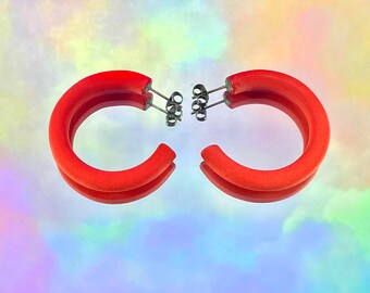 Cherry Red Transparent Lucite Lola Hoop Earrings Acrylic - Etsy