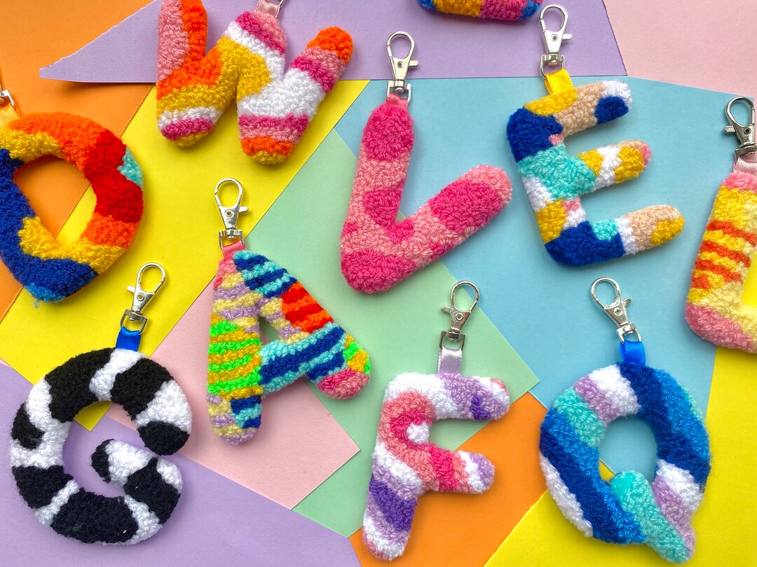 Alphabet Initial Punch Needle Keyrings // Personalised, Custom // A-Z ...