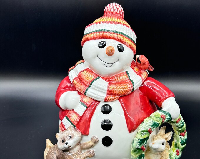 Fritz and Floyd Woodland Snowman Cookie/biscuit Jar - Etsy