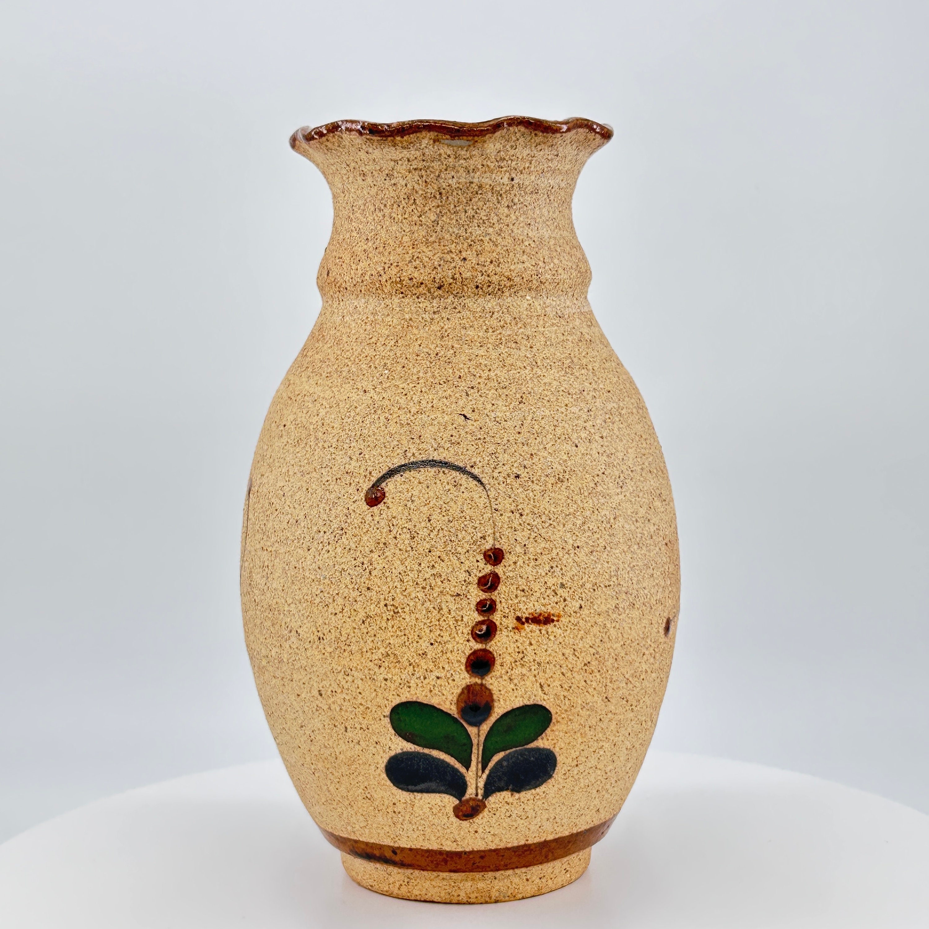 Vintage Tonala/mexican Folk Art Pottery Vase Sandstone - Etsy