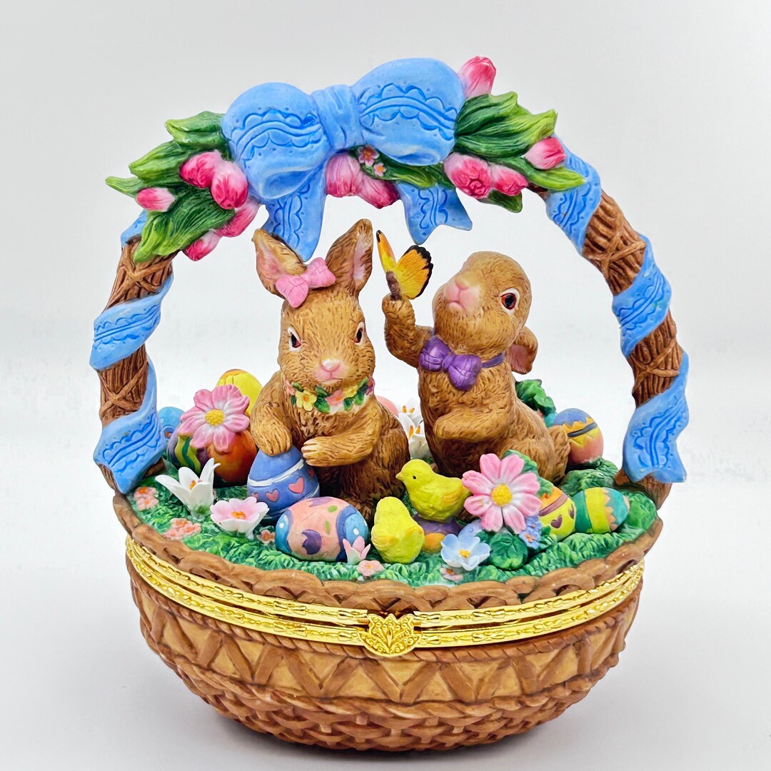 Vintage -porcelain Easter Basket - Trinket Box /candy Dish - Easter ...