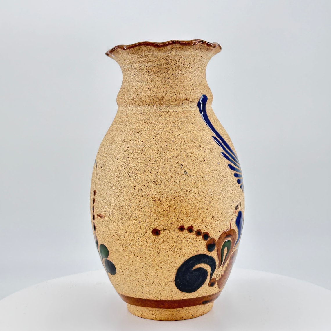 Vintage Tonala/mexican Folk Art Pottery Vase Sandstone - Etsy