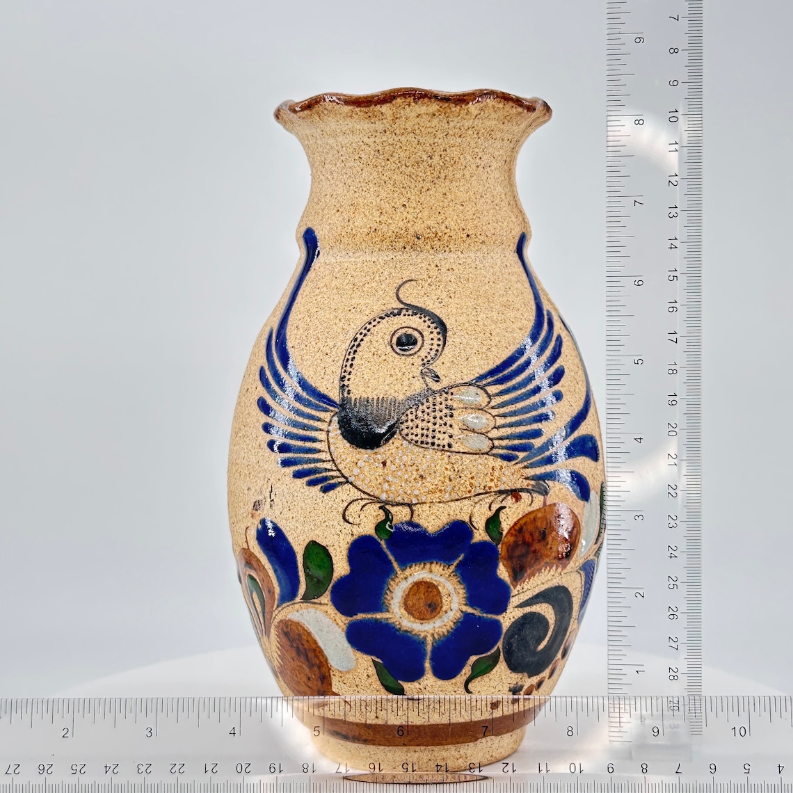 Vintage Tonala/mexican Folk Art Pottery Vase Sandstone - Etsy