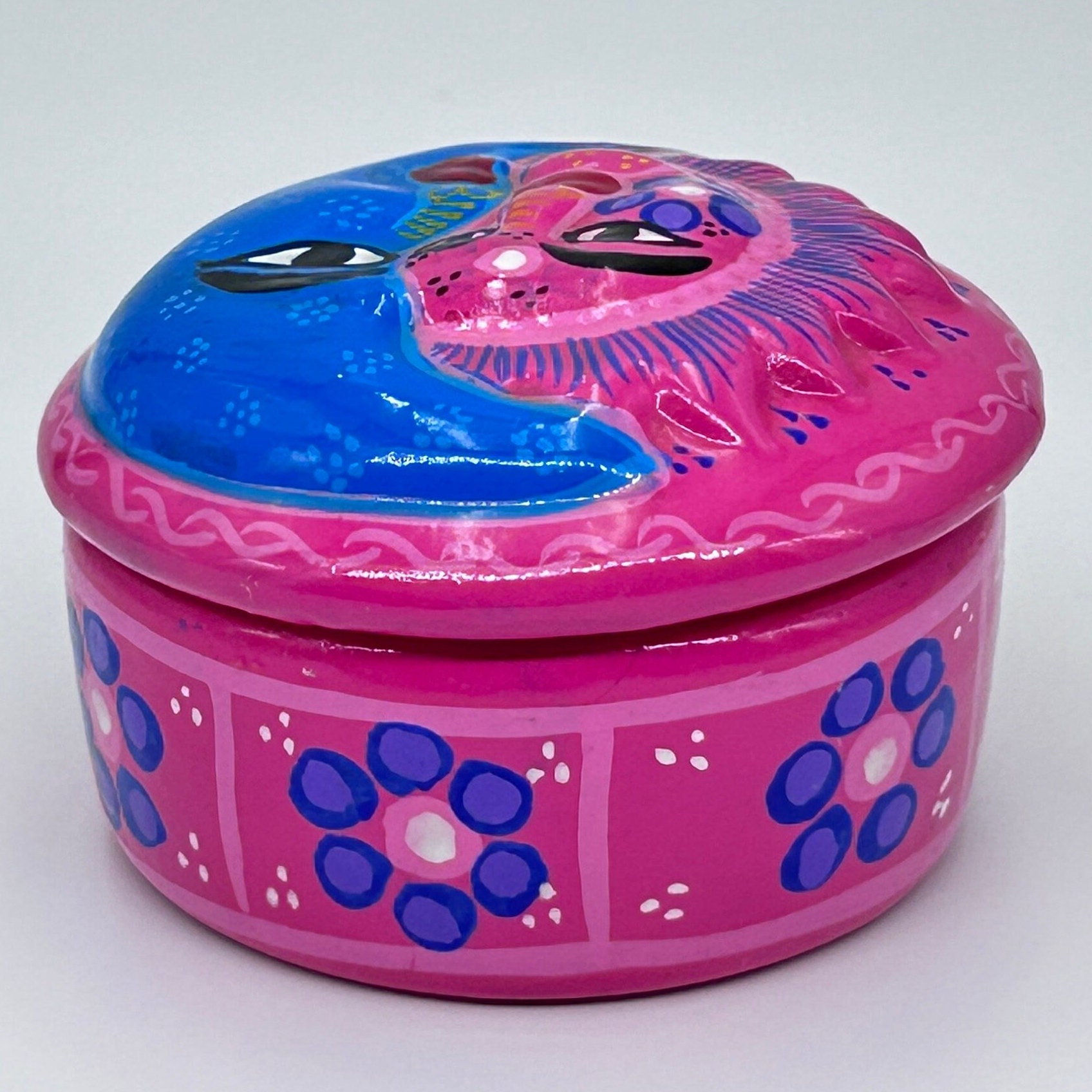 Mexican Folk Art Sun & Moon Trinket/treasure/jewlery Box Hand Painted ...
