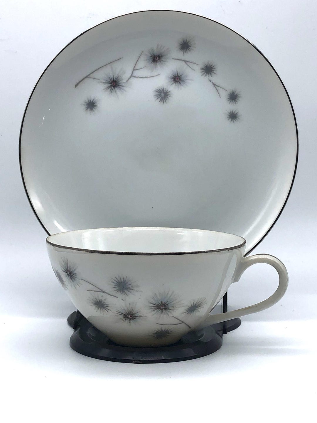 Vintage Creative Fine China Tea Cup & Saucer – Platinum Star Burst ...