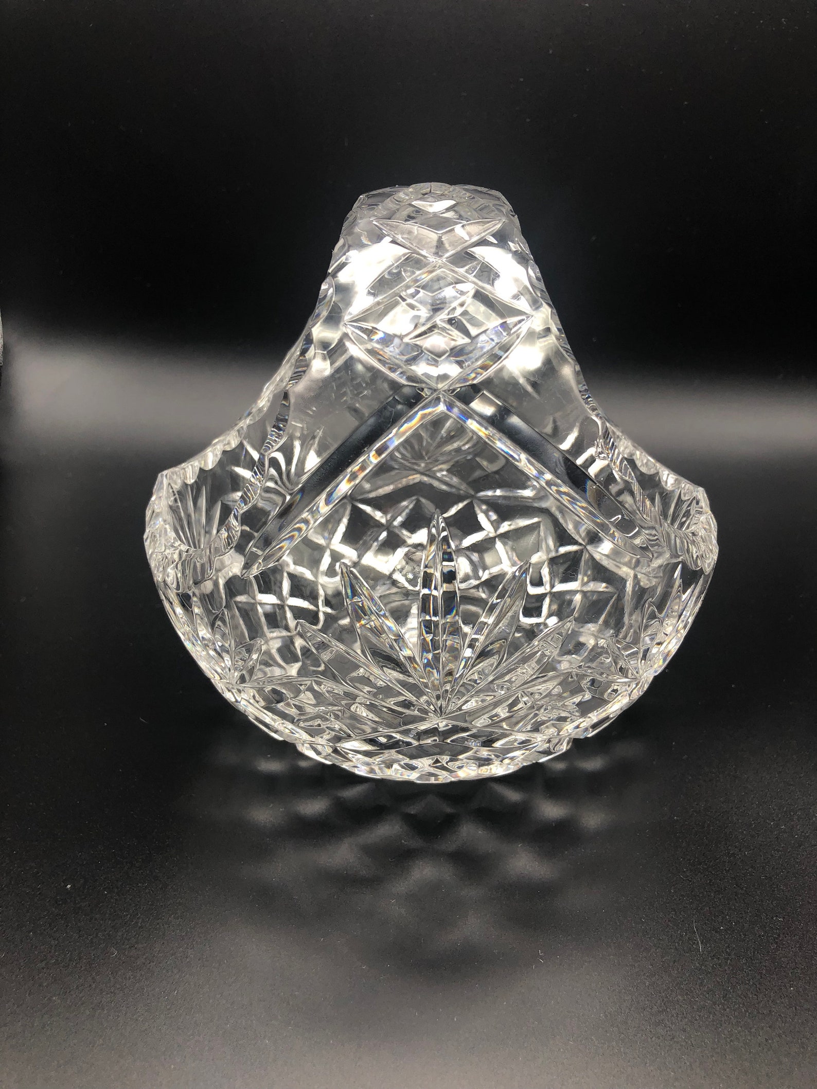 Vintage Lead Crystal Clear Cut Diamond Design Basket - Etsy