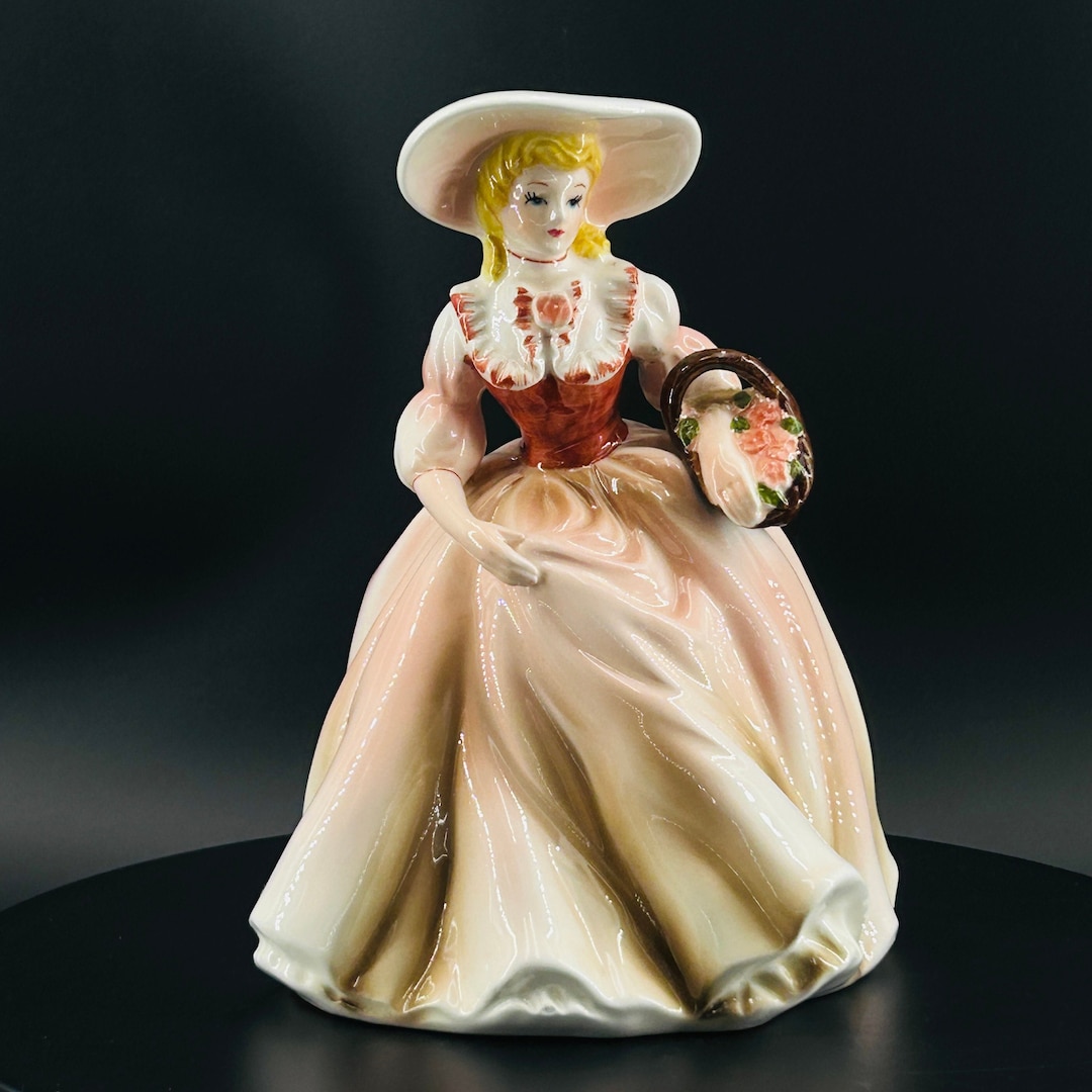 Vintage - Enesco - Ceramic Victorian Lady With Basket - Planter ...
