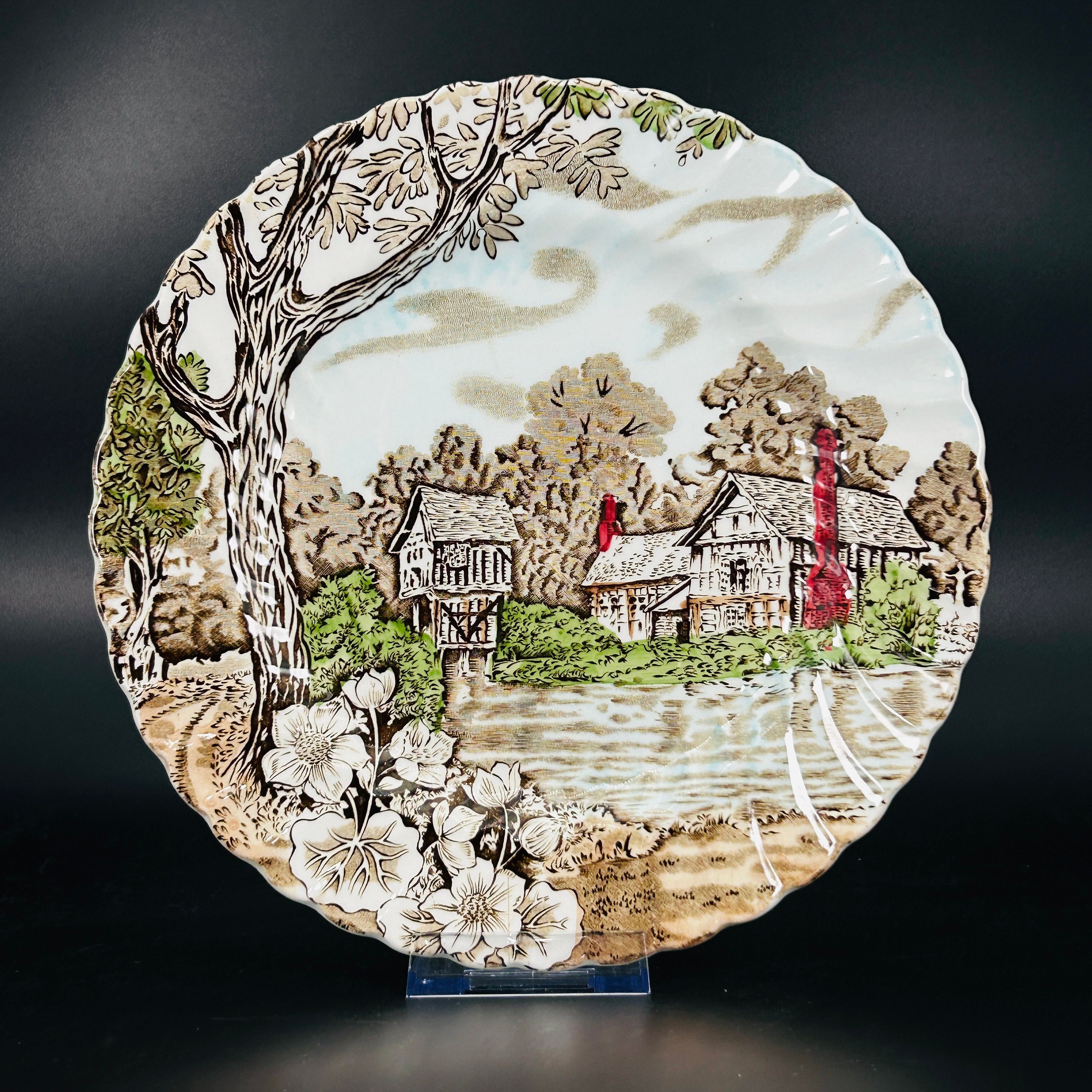 Vintage British Anchor "old Mill" Hand Engraved Dinner Plate – England ...