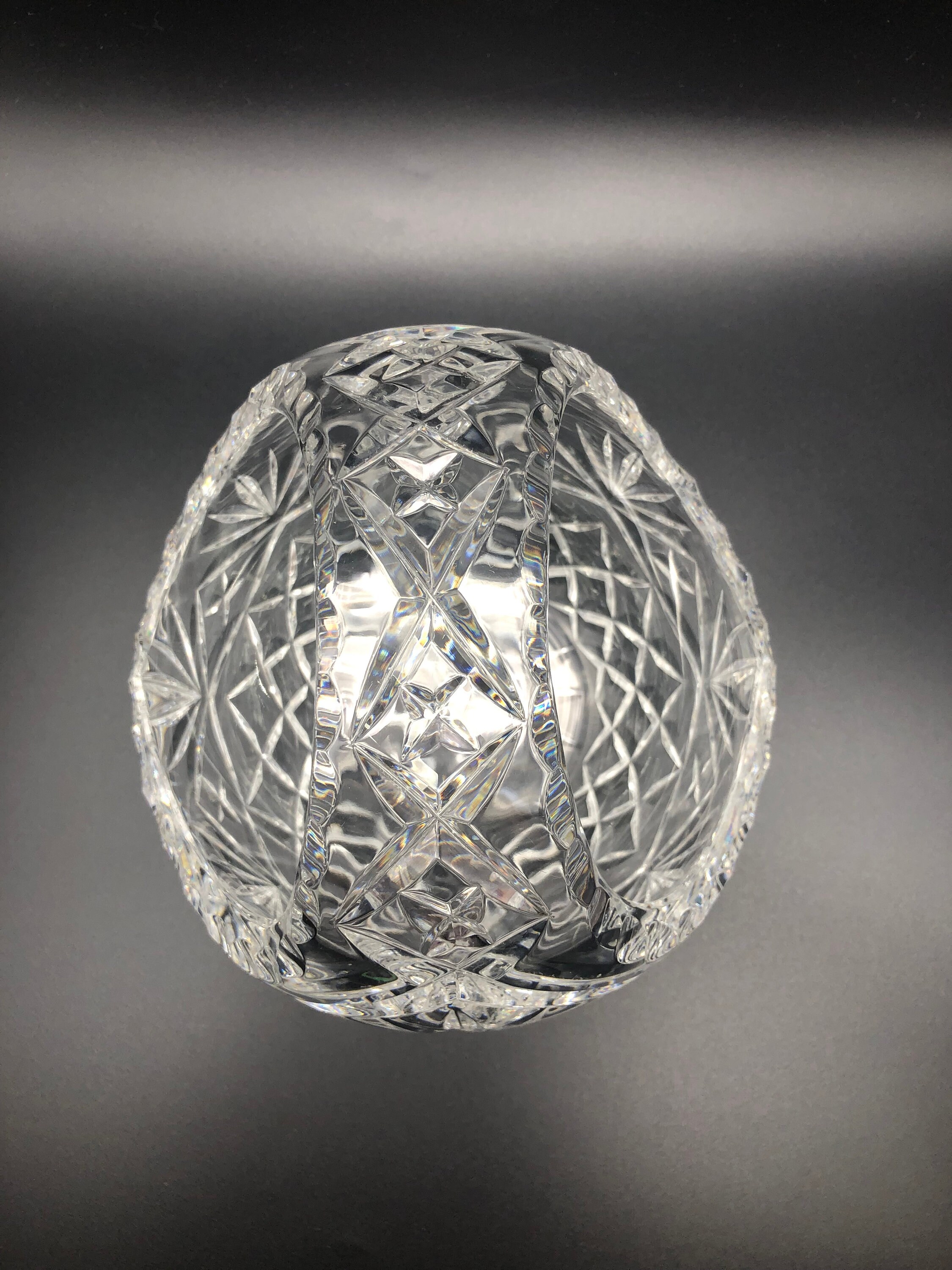 Vintage Lead Crystal Clear Cut Diamond Design Basket - Etsy