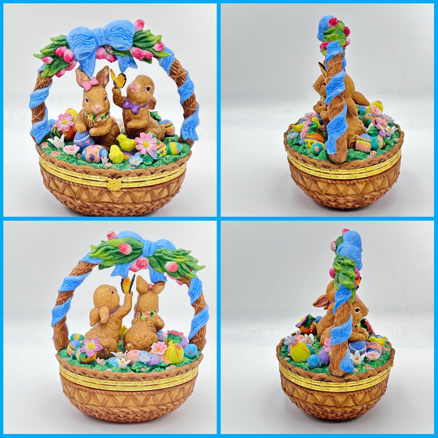 Vintage porcelain Easter Basket Trinket Box /candy Dish Easter Bunny - Etsy