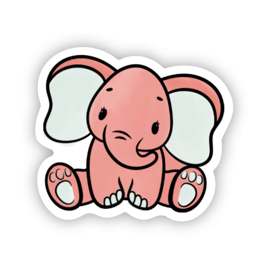 Pink Elephant Vinyl Sticker Kids Sticker Zoo Stickers Animal Sticker ...