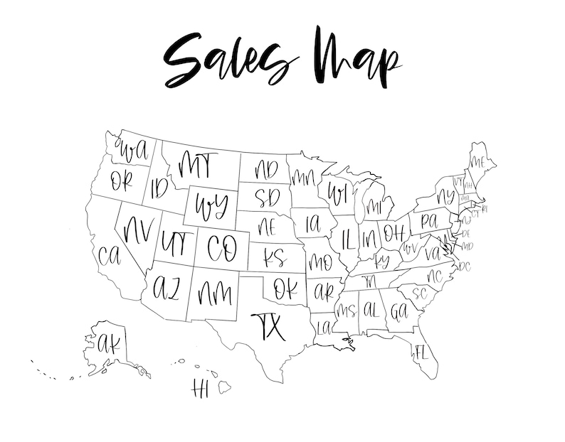 Sales Map Tracker | Procreate or Printable United States| Etsy Sales ...