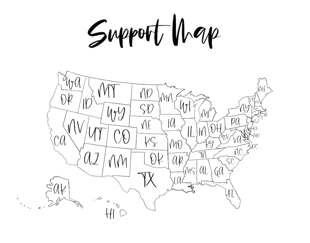 Support Map Tracker | Procreate or Printable United States| Etsy Sales ...
