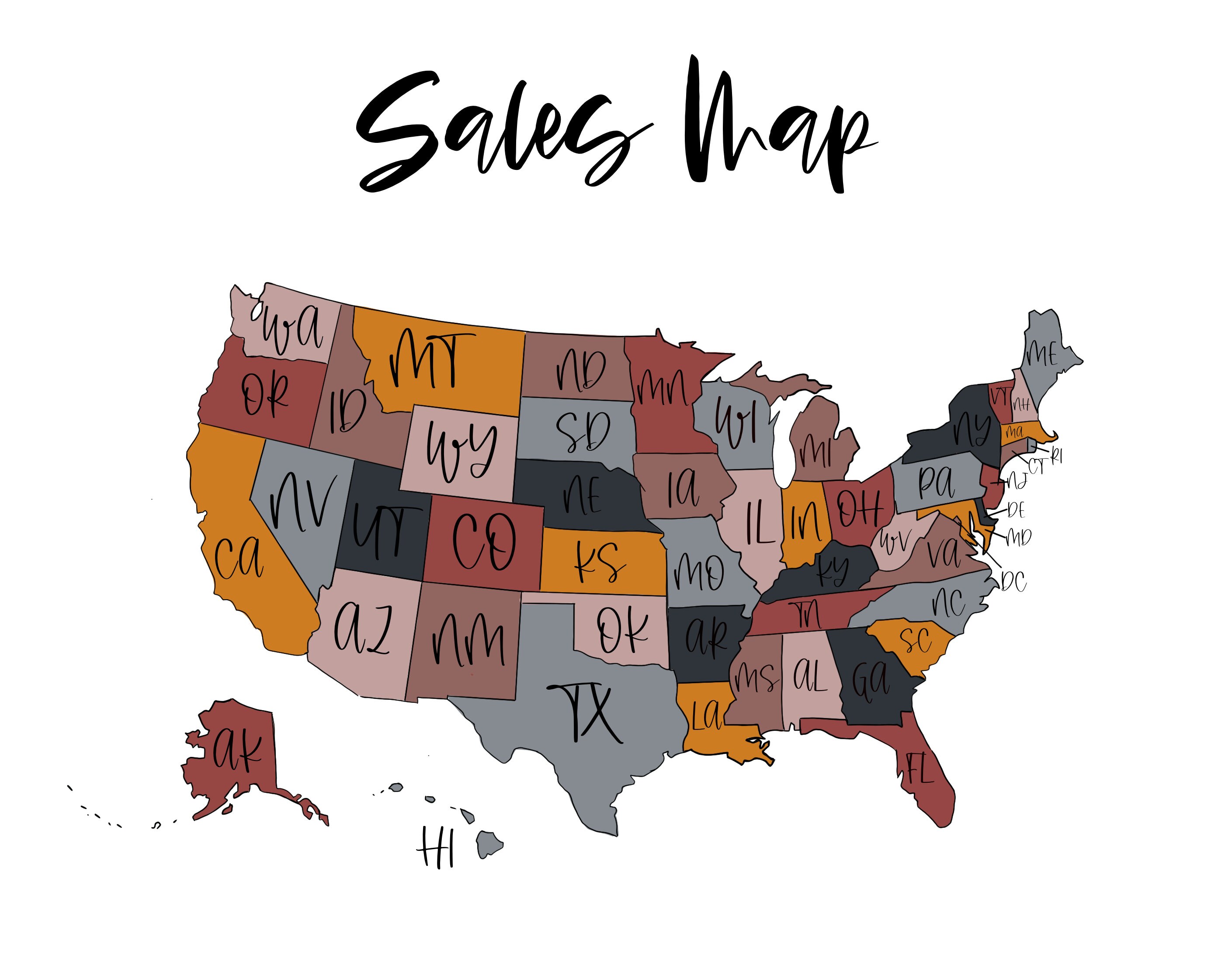 Sales Map Tracker Procreate or Printable United States Etsy - Etsy Canada
