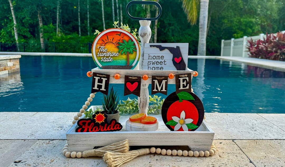 Florida - Home Sweet Home - Tiered Tray Home Decor - Etsy