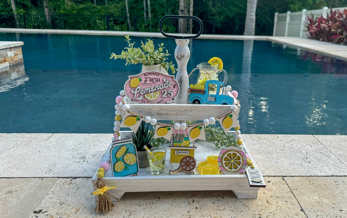 Fresh Squeezed Lemonade - Tiered Tray Home Decor - Etsy