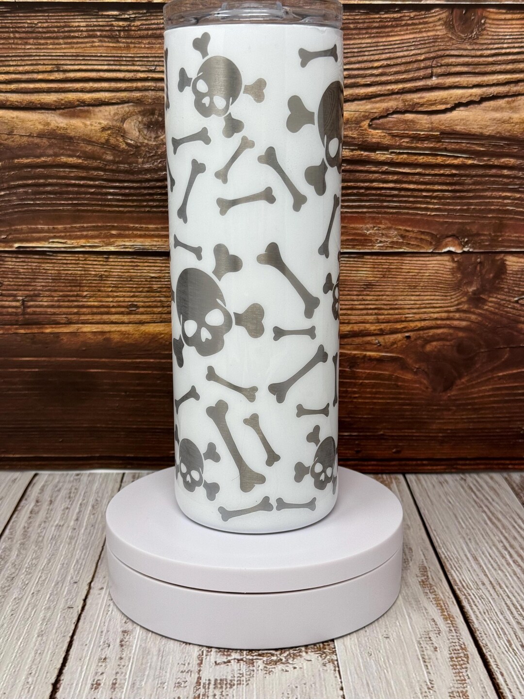 Skull and Cross Bones | Blue Glow in the Dark Tumbler | Custom Laser ...