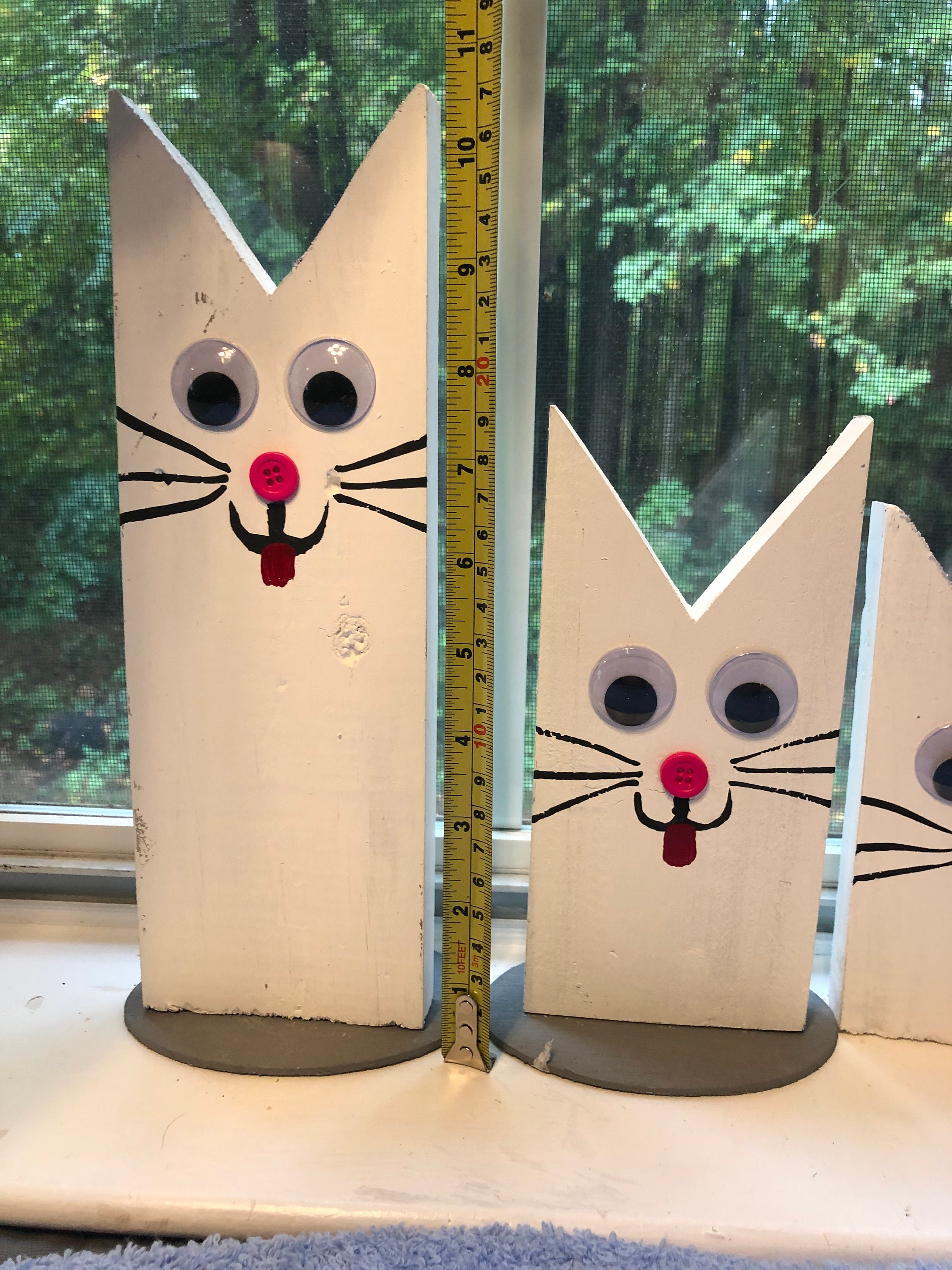 Decorative White Cats, SET OF 3, Plus Wooden Mouse - Etsy