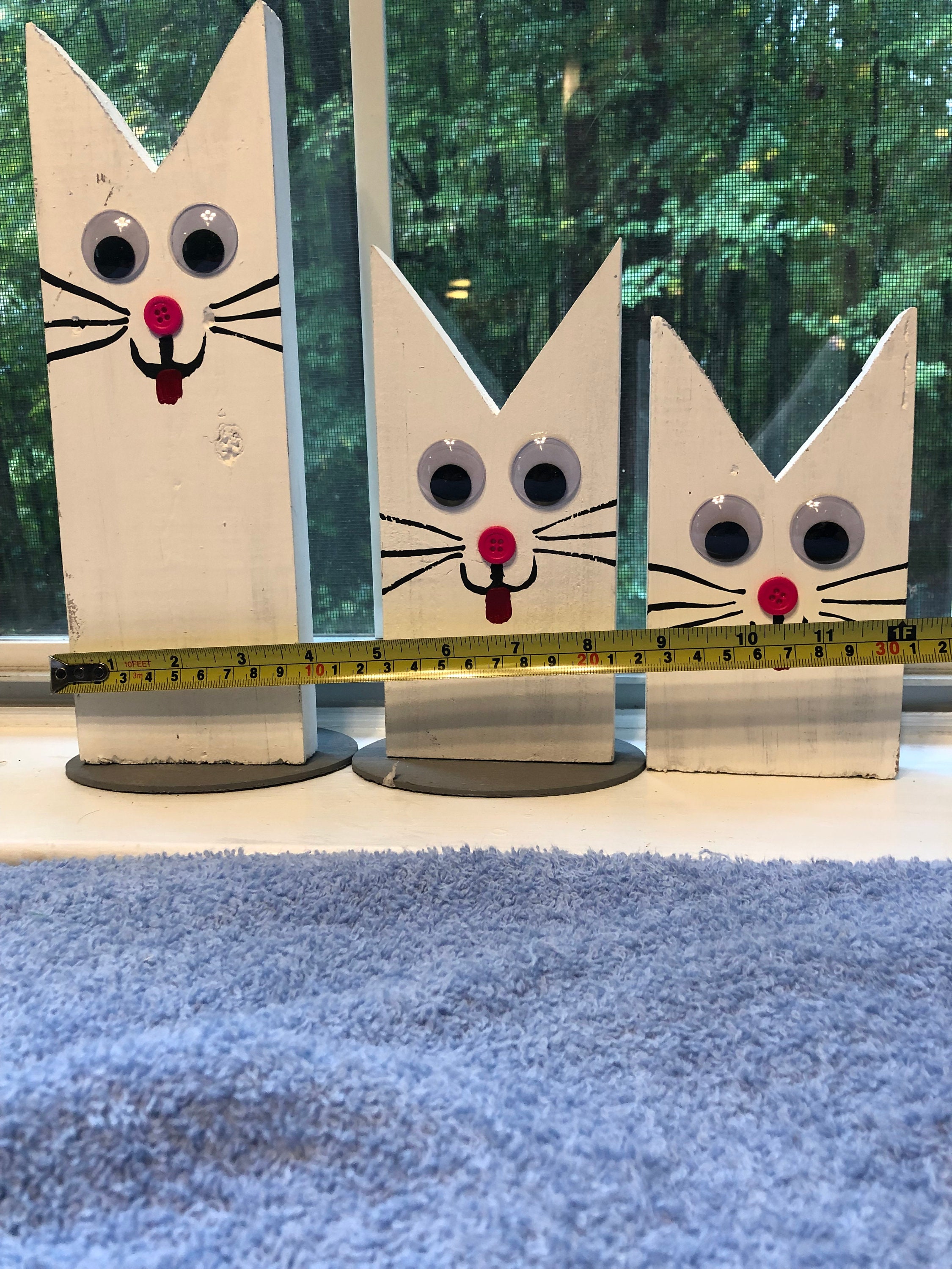 Decorative White Cats, SET OF 3, Plus Wooden Mouse - Etsy