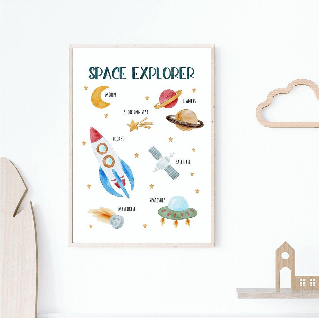 Space Explorer Kids Print Kids Room Watercolour Space Print Playroom ...
