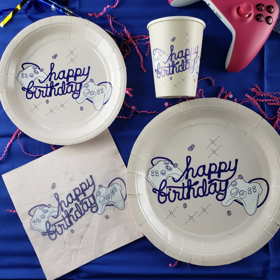 Video Game Themed Party Pack- 24 Large Plates, 24 Small Plates, 48 ...