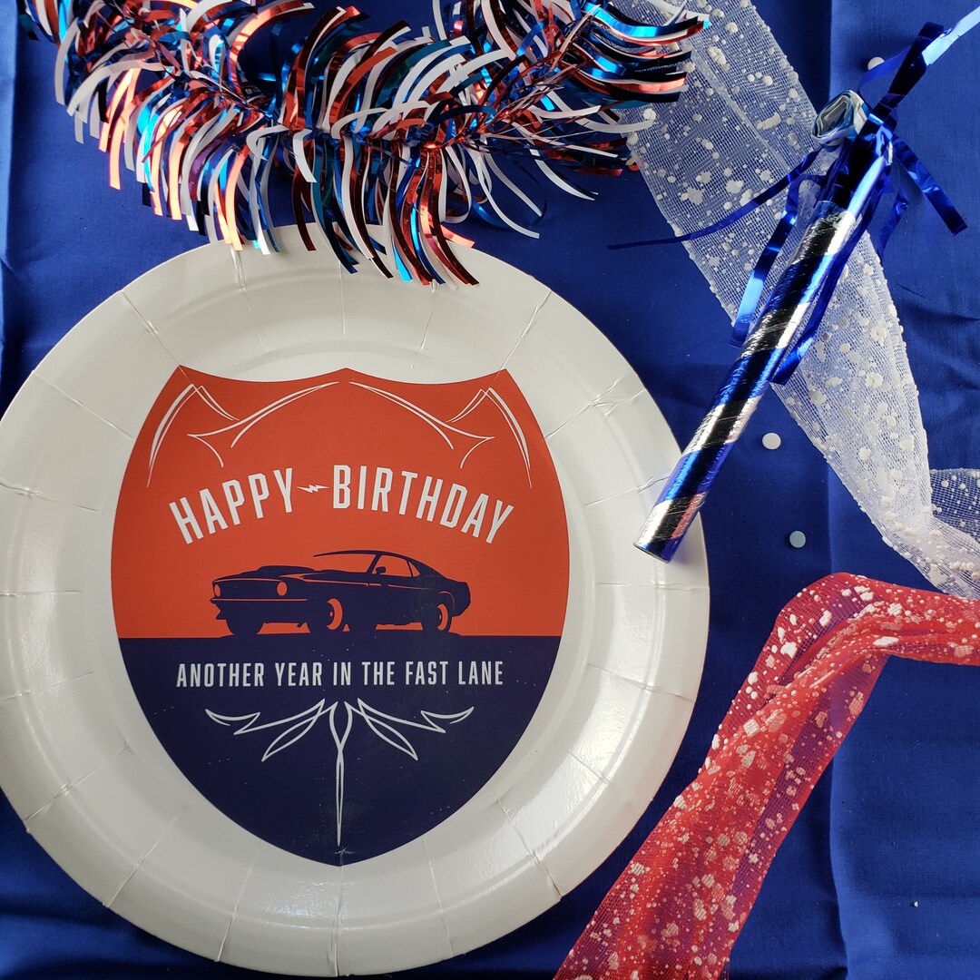 Muscle Car Themed Large Plates-16 Plates (2 X 8 Pack)- Fast Car Party ...