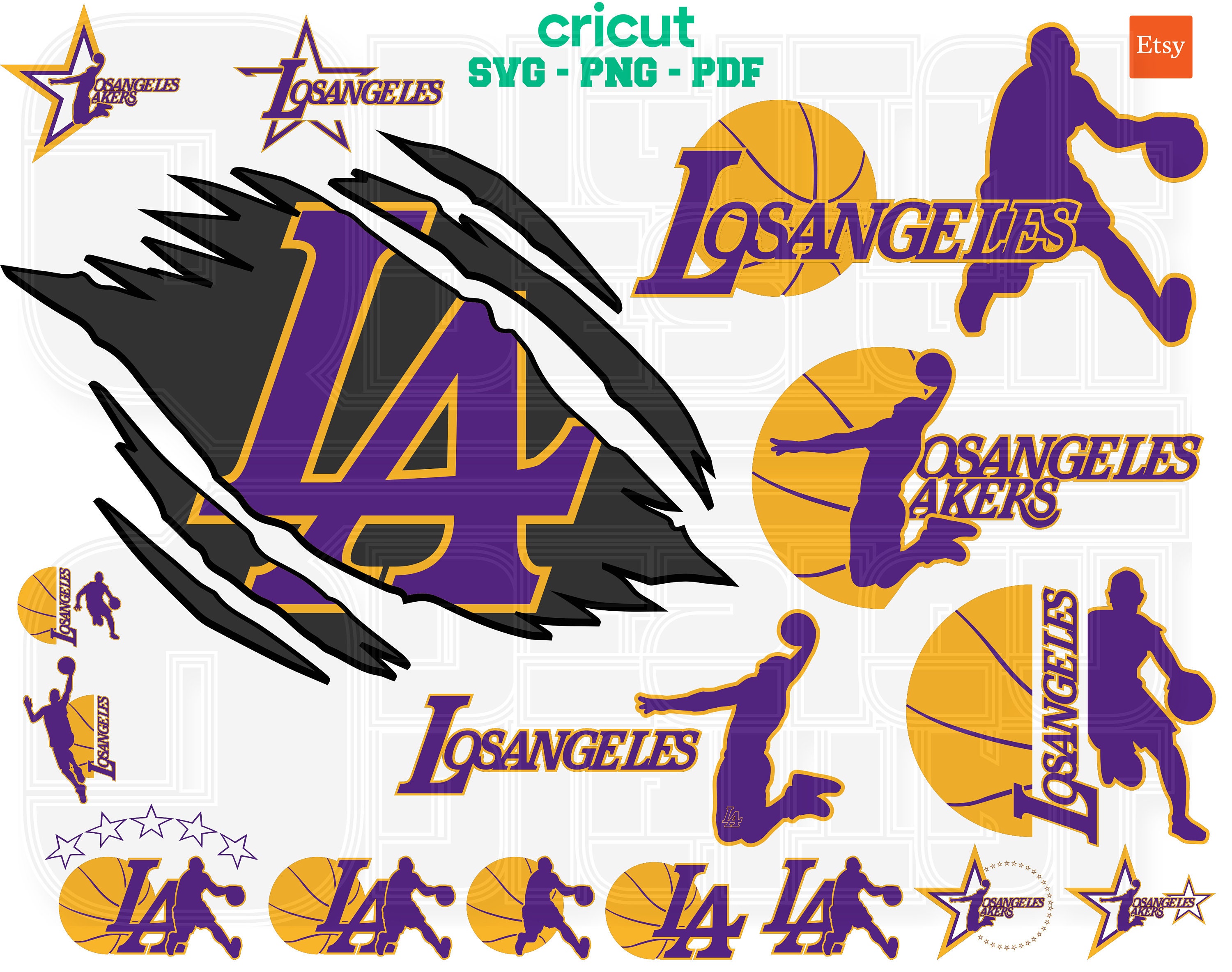 Lakers Nba Basketball Bundle Svg Digital File Lakers Logo Svg
