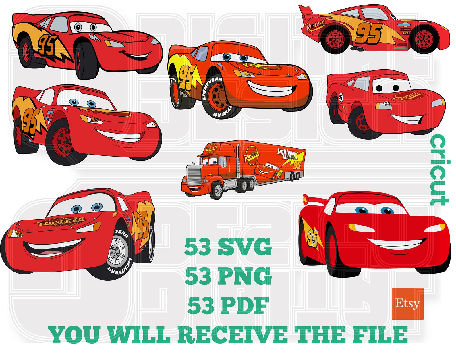 Lightning Mcqueen Svg Cars Svg Files for Cricut Clipart - Etsy