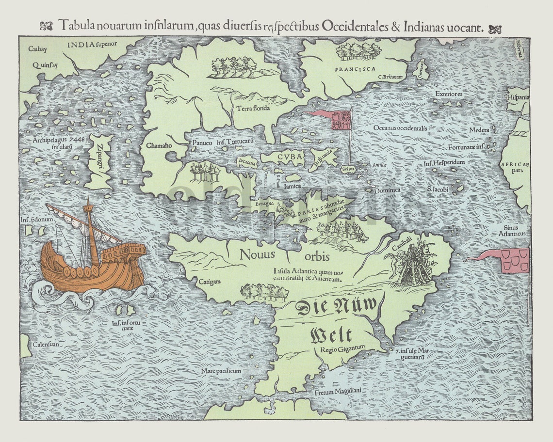 1540 Map of the New World | Antique Map Print | Digital Download - Etsy