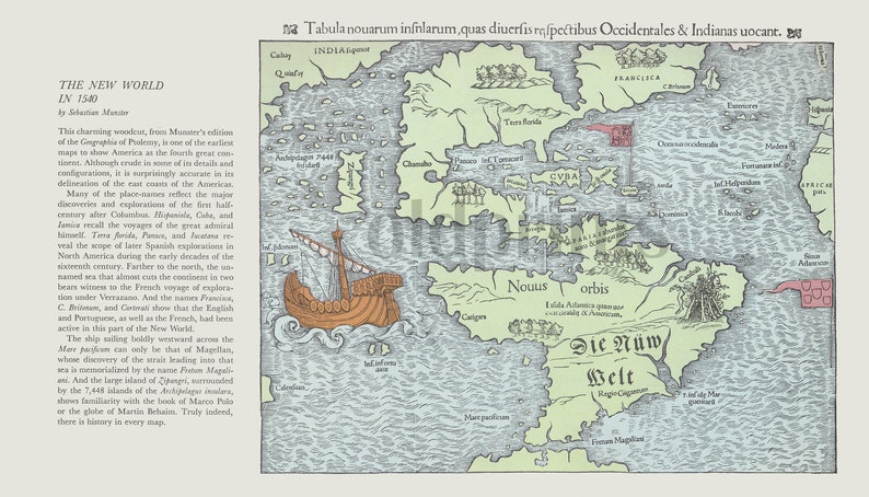 1540 Map of the New World | Antique Map Print | Digital Download - Etsy