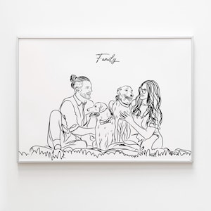 Custom Couple Line Art Portrait, Custom Couple Gift, Engagement Drawing ...