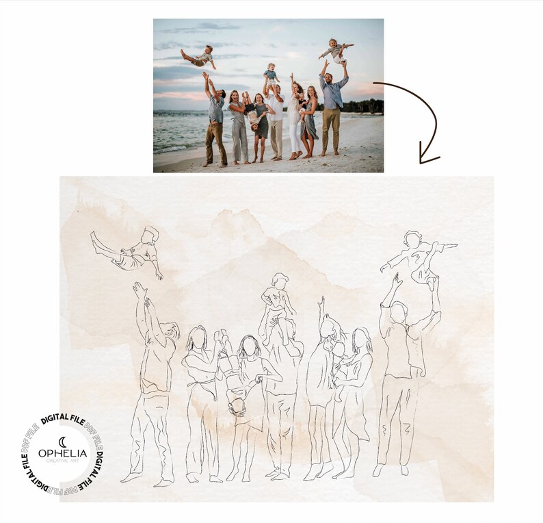 Custom Family Line Art Portrait Line Art Illustration Print - Etsy Hong ...