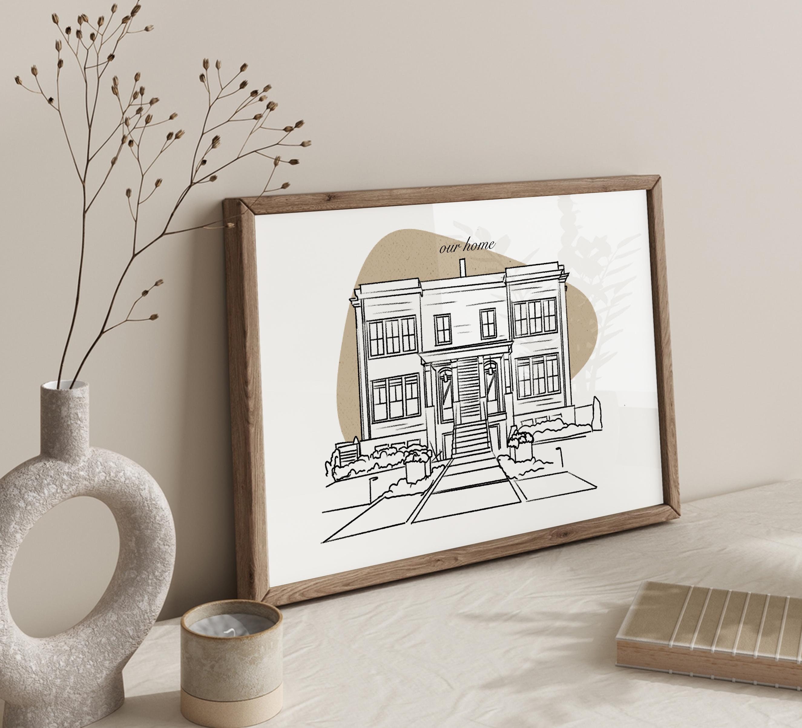 Custom Home Drawing, House Portrait Drawing From Photo, House Portrait ...