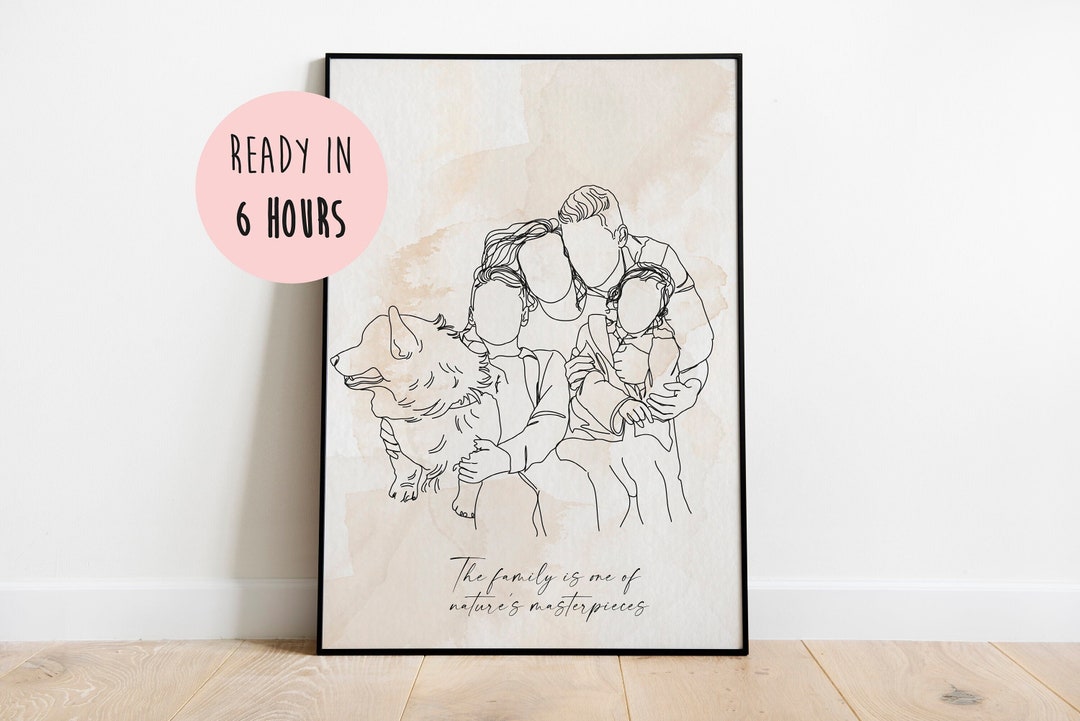 Custom Family Portrait, Faceless Portrait, Custom Illustration, Line ...