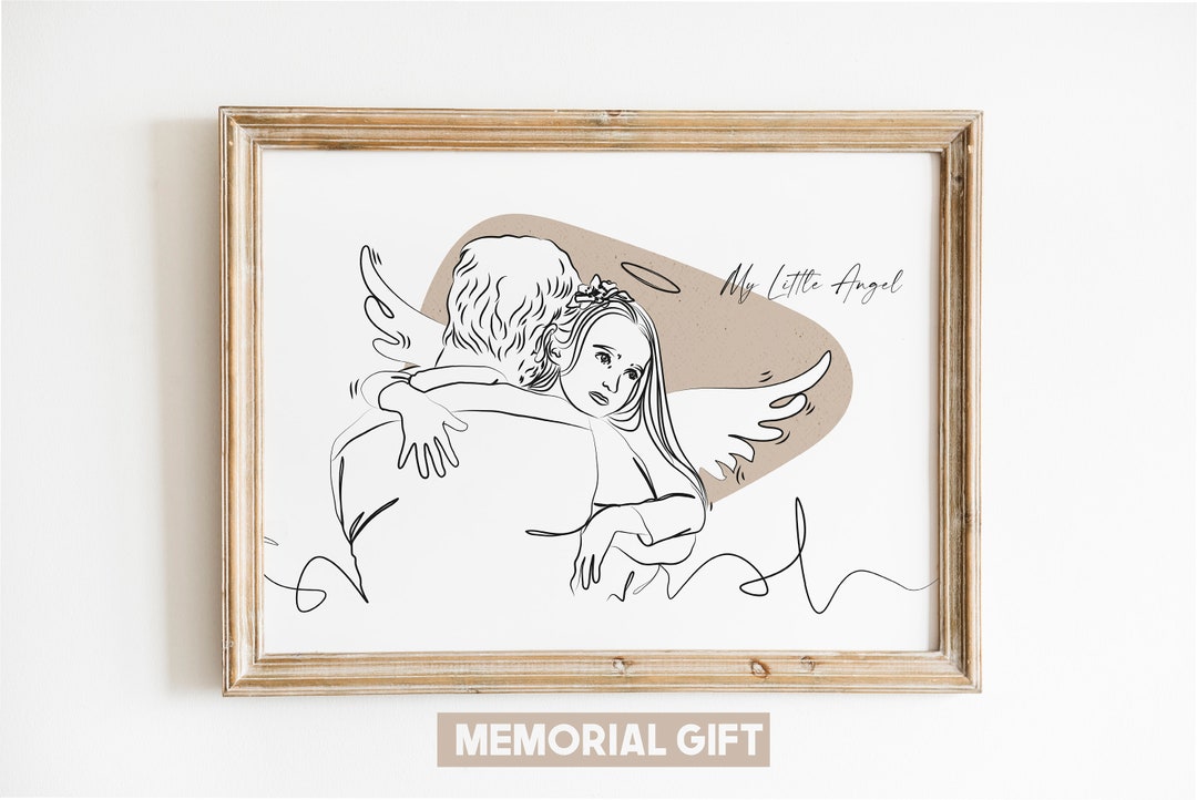 Custom Memorial Drawing Gift, Bereavement Gift, Loved One Portrait Line ...