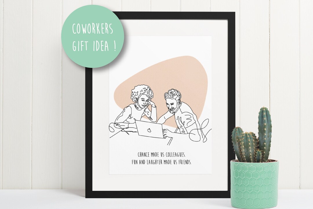 Custom Coworker Gift Art Portrait, Friend Gift, Personalized Friend ...