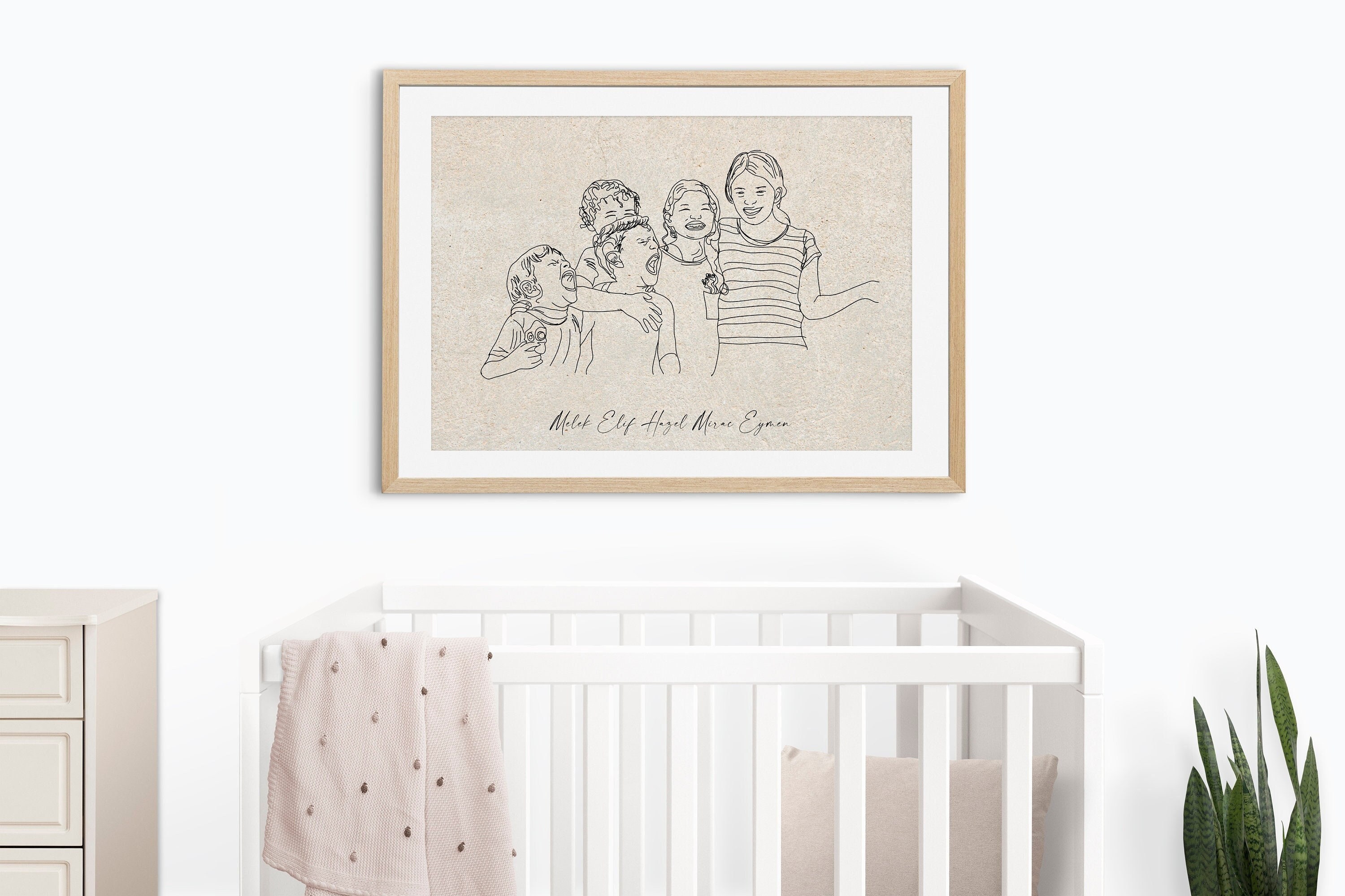 Custom Family Line Art Portrait Line Art Illustration Print - Etsy
