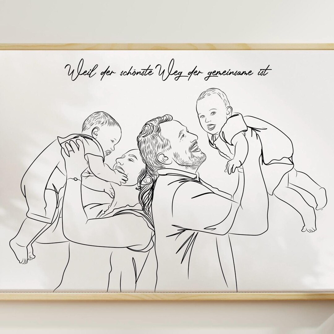 Custom Family Line Art Portrait, Personalized Family Illustration ...