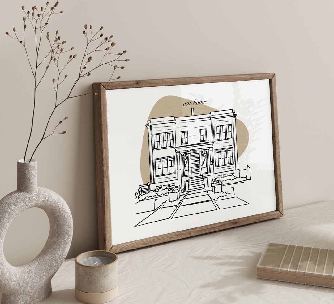 Hand-drawn House Portrait, Personalized Line Art of Your Home, Unique ...