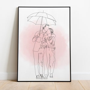 Custom Line Drawing, Couple Custom Gift, Family Drawing Gift, Unique ...