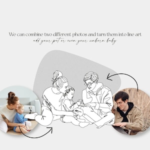 Custom Family Line Art Portrait, Line Art Illustration Print ...