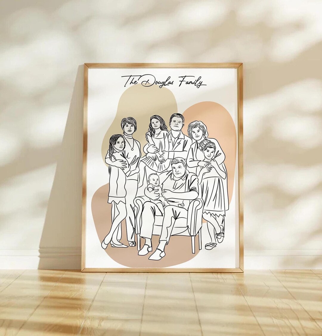 Family Portrait, Custom Big Family Line Art Drawing, Perfect Gift for ...