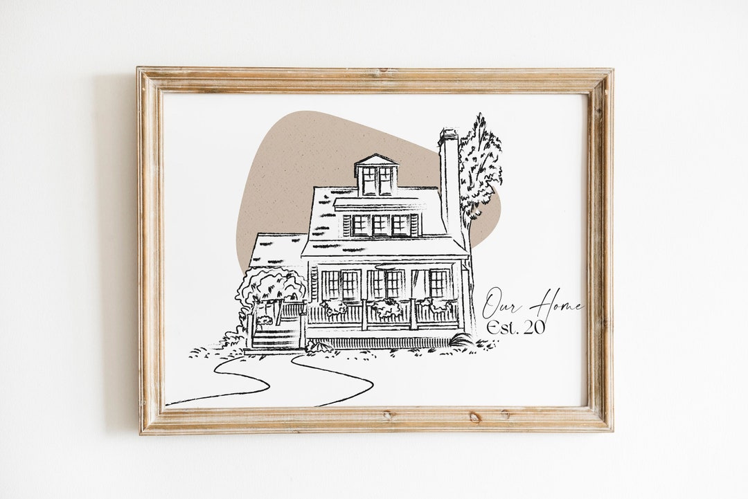 Custom Home Drawing, House Portrait Drawing From Photo, House Portrait ...