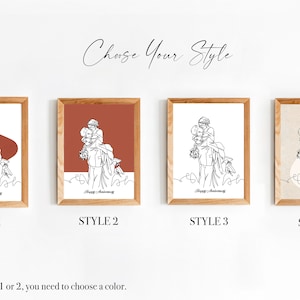 Custom Couple Line Art Portrait, Custom Couple Gift, Engagement Drawing ...